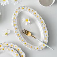 China Daisy Underglaze Ceramic Dessert Plates 10.5 Inch Faience Dinner Set for Salad Food for sale