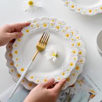 China Daisy Underglaze Ceramic Dessert Plates 10.5 Inch Faience Dinner Set for Salad Food for sale