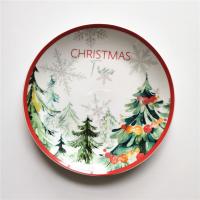 China Personalized Christmas Ceramic Plate Set Luxury Round Edge Shape for sale