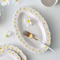 China Daisy Underglaze Ceramic Dessert Plates 10.5 Inch Faience Dinner Set for Salad Food for sale