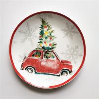 China Personalized Christmas Ceramic Plate Set Luxury Round Edge Shape for sale