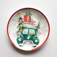 China Personalized Christmas Ceramic Plate Set Luxury Round Edge Shape for sale