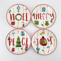 China Personalized Christmas Ceramic Plate Set Luxury Round Edge Shape for sale