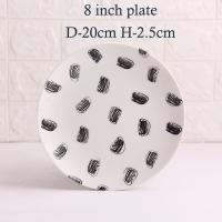 China Nordic Handmade Vintage Ceramic Plate Set 6 Inch Black Speckled White Sustainable Dinnerware for sale