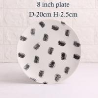 China Nordic Handmade Vintage Ceramic Plate Set 6 Inch Black Speckled White Sustainable Dinnerware for sale