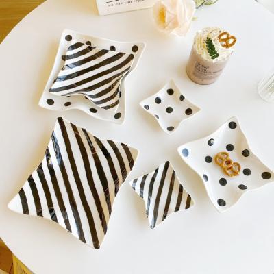 China Luxury Nordic Style Ceramic Plate Set 20cm 15cm 10cm Bohemian Dinnerware for Restaurant Hotel for sale