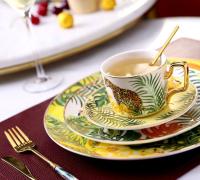 China Round Ceramic Dinner Plate Set 6 Inch 8 Inch Jungle Animal Pattern European Style Porcelain for sale