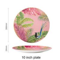 China Round Ceramic Dinner Plate Set 6 Inch 8 Inch Jungle Animal Pattern European Style Porcelain for sale