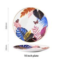 China Round Ceramic Dinner Plate Set 6 Inch 8 Inch Jungle Animal Pattern European Style Porcelain for sale