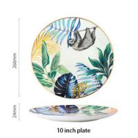 China Round Ceramic Dinner Plate Set 6 Inch 8 Inch Jungle Animal Pattern European Style Porcelain for sale