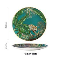 China Round Ceramic Dinner Plate Set 6 Inch 8 Inch Jungle Animal Pattern European Style Porcelain for sale