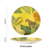 China Round Ceramic Dinner Plate Set 6 Inch 8 Inch Jungle Animal Pattern European Style Porcelain for sale
