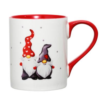 China 400ml Ceramic Coffee Mug Porcelain Christmas Santa Claus Pattern Cute Holiday Gift for sale