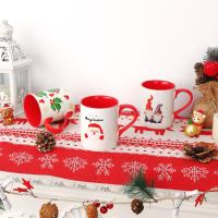 China 400ml Ceramic Coffee Mug Porcelain Christmas Santa Claus Pattern Cute Holiday Gift for sale