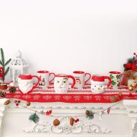 China 400ml Ceramic Coffee Mug Porcelain Christmas Santa Claus Pattern Cute Holiday Gift for sale
