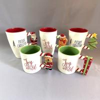 China Custom 500ml Ceramic Mugs , Ceramic Christmas Cup With Tree Handle for sale