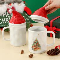 China Custom 3D Festival Ceramic Coffee Mug 540ml Round Handle Durable Porcelain Cup for sale