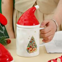 China Custom 3D Festival Ceramic Coffee Mug 540ml Round Handle Durable Porcelain Cup for sale