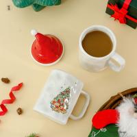 China Custom 3D Festival Ceramic Coffee Mug 540ml Round Handle Durable Porcelain Cup for sale