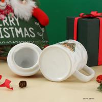 China Custom 3D Festival Ceramic Coffee Mug 540ml Round Handle Durable Porcelain Cup for sale