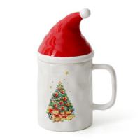 China Custom 3D Festival Ceramic Coffee Mug 540ml Round Handle Durable Porcelain Cup for sale