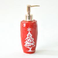 China Red Color Ceramic Bathroom Set With Christmas Trees Deer Pattern for sale