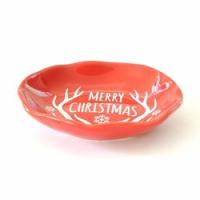 China Red Color Ceramic Bathroom Set With Christmas Trees Deer Pattern for sale