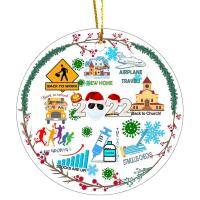 China 3 Inch Ceramic Christmas Tree Ornaments UV Printing Custom Round Hanging Pendant for Home Decor for sale
