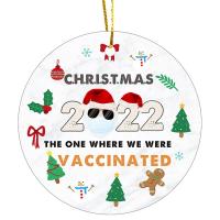 China 3 Inch Ceramic Christmas Tree Ornaments UV Printing Custom Round Hanging Pendant for Home Decor for sale