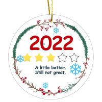 China 3 Inch Ceramic Christmas Tree Ornaments UV Printing Custom Round Hanging Pendant for Home Decor for sale