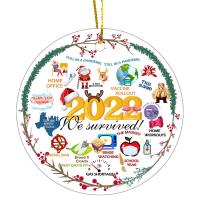 China 3 Inch Ceramic Christmas Tree Ornaments UV Printing Custom Round Hanging Pendant for Home Decor for sale