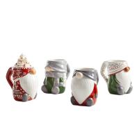 China 12oz 350ml Ceramic Christmas Gnome Mug Hand Painting 3D Relief Coffee Milk Cup for sale