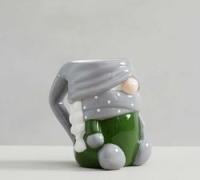 China 12oz 350ml Ceramic Christmas Gnome Mug Hand Painting 3D Relief Coffee Milk Cup for sale