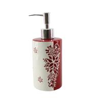 China 4 Pieces Bathroom Ceramic Accessories Set Red Painted Christmas Theme for sale