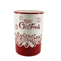 China 4 Pieces Bathroom Ceramic Accessories Set Red Painted Christmas Theme for sale