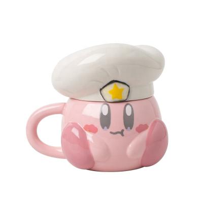 China Pink Cartoon Chef Kirby 3D Ceramic Mug 500g Navy Hat Coffee Cup for Holiday Gift for sale