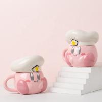 China Pink Cartoon Chef Kirby 3D Ceramic Mug 500g Navy Hat Coffee Cup for Holiday Gift for sale
