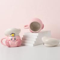 China Pink Cartoon Chef Kirby 3D Ceramic Mug 500g Navy Hat Coffee Cup for Holiday Gift for sale
