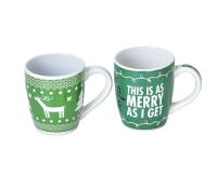 China Wholesale Ceramic Festive Red Decal Christmas Mug Coffee Mug 3000pcs MOQ Custom for sale