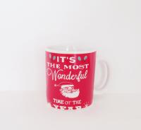 China Wholesale Ceramic Festive Red Decal Christmas Mug Coffee Mug 3000pcs MOQ Custom for sale