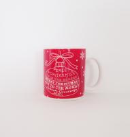 China Wholesale Ceramic Festive Red Decal Christmas Mug Coffee Mug 3000pcs MOQ Custom for sale
