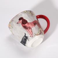 China Custom Hand Painted Ceramic Coffee Mug 400ml Poodle Dog Promotional Gift Porcelain for sale