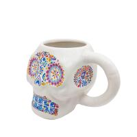 China 3D Ceramic Skull Mug 350ml Halloween Ghost Festival Gift Tiki Cocktail Mug with Handle for sale
