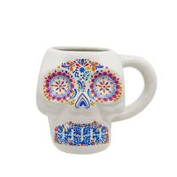China 3D Ceramic Skull Mug 350ml Halloween Ghost Festival Gift Tiki Cocktail Mug with Handle for sale