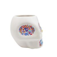 China 3D Ceramic Skull Mug 350ml Halloween Ghost Festival Gift Tiki Cocktail Mug with Handle for sale