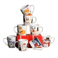 China 400ml Ceramic Christmas Mug Creative Couple Coffee Cup Breakfast Milk Cup Festival Gift for sale