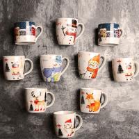 China 400ml Ceramic Christmas Mug Creative Couple Coffee Cup Breakfast Milk Cup Festival Gift for sale
