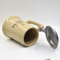 China Custom Ceramic Beer Mug with Metal Lid 11.3x15.5x18cm for Beer Festival for sale