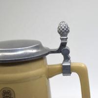 China Custom Ceramic Beer Mug with Metal Lid 11.3x15.5x18cm for Beer Festival for sale