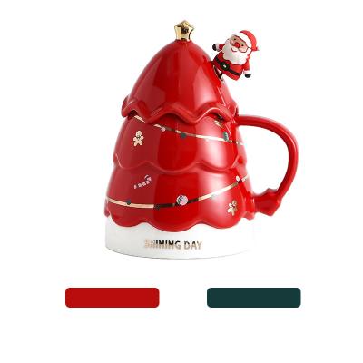 China Christmas Tree Creative Sublimation Ceramic Mug 11oz Coffee Cup for Couples Customizable for sale
